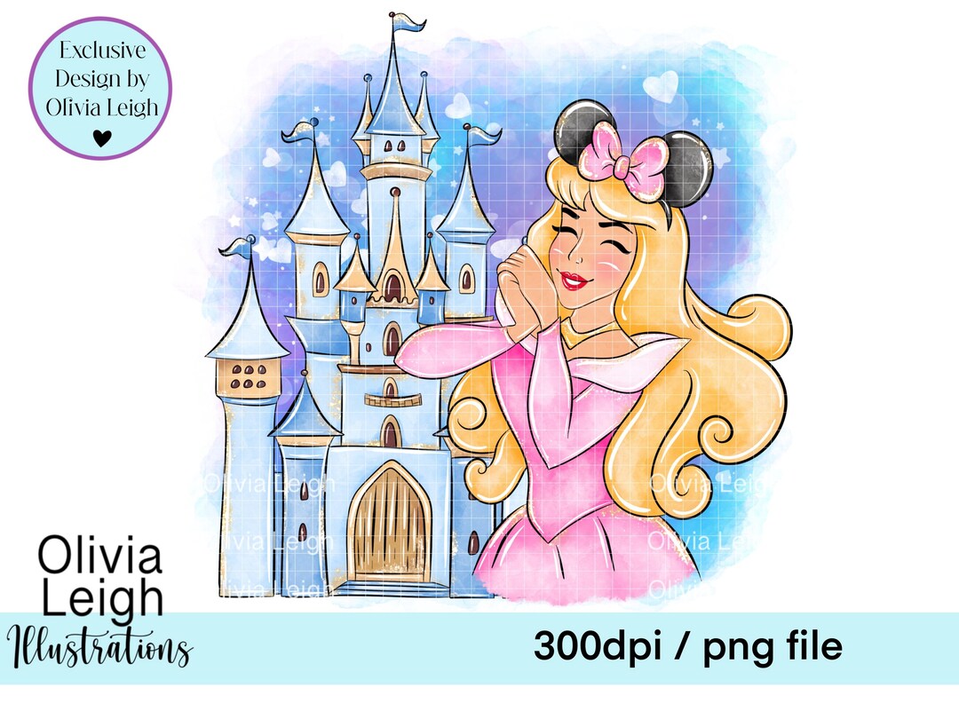 Cute Princess Castle Aurora, Sleeping Beauty Clipart Sublimation PNG ...