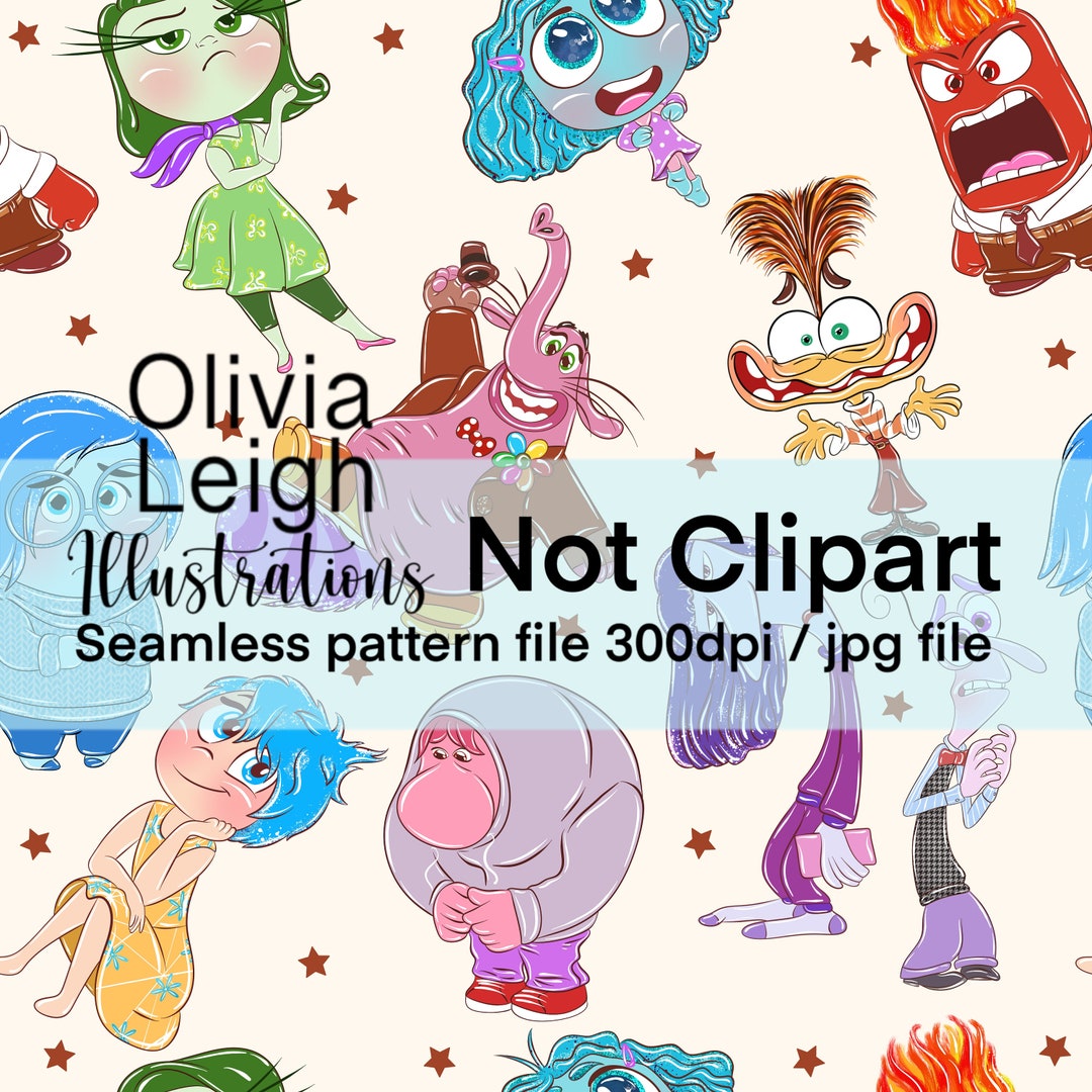 Cute Colourful Inside Out Emotions Seamless Repeat Pattern. Digital ...