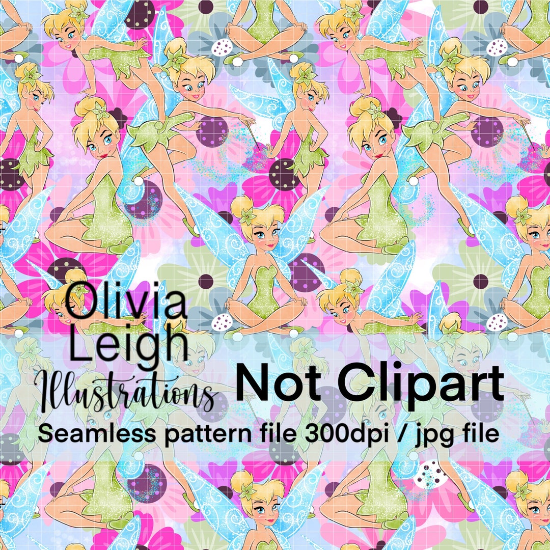 Princess Fairy Tinkerbell Seamless Repeat Pattern. Digital Paper ...