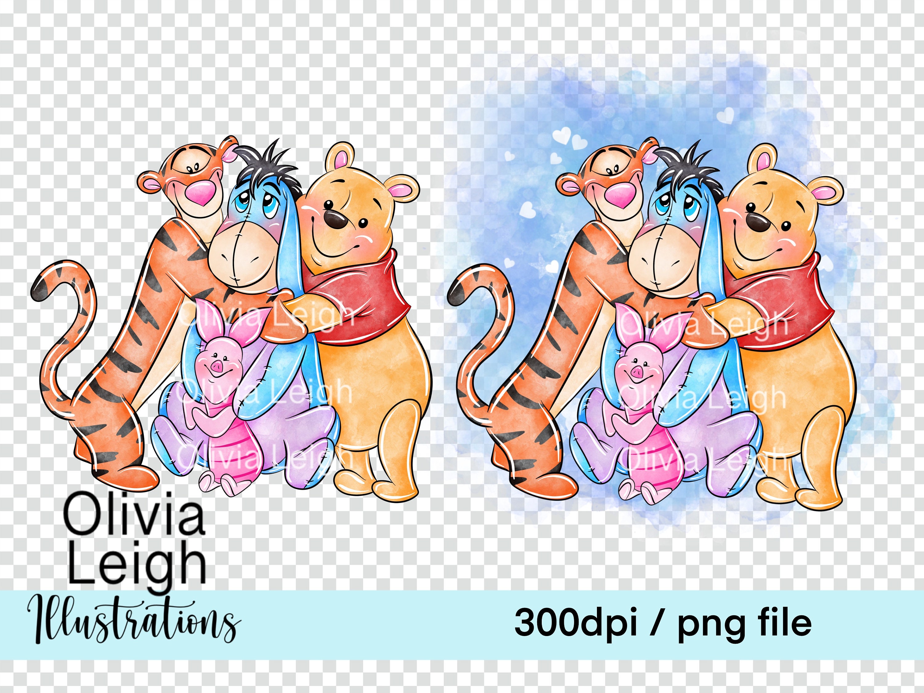 Cute Winnie the Pooh and Friends Clipart PNG Files DIGITAL DOWNLOAD ...