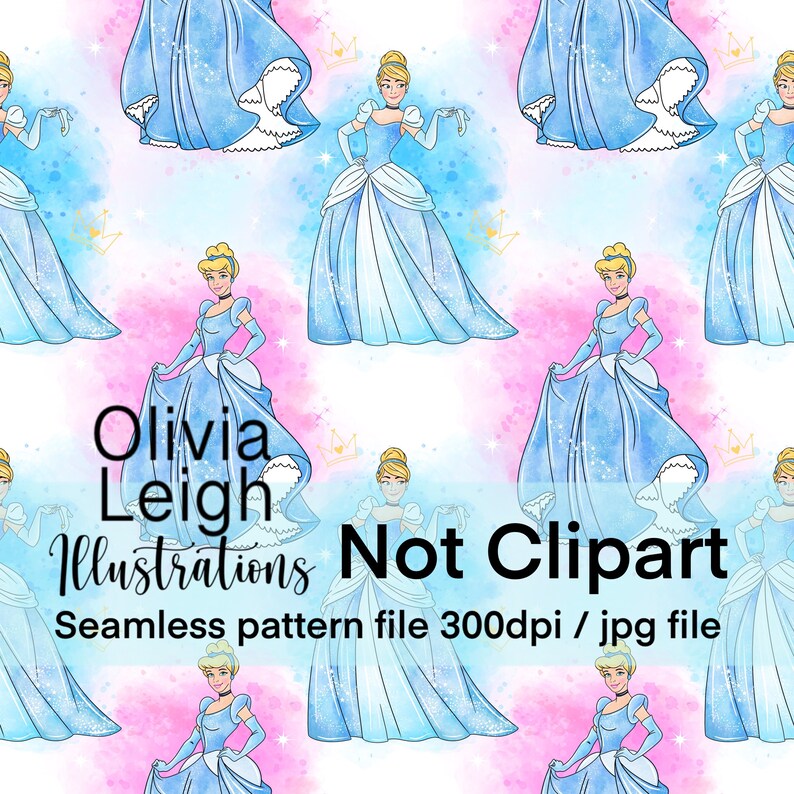 Cute Princess Cinderella Seamless Pattern. Digital Paper. - Etsy