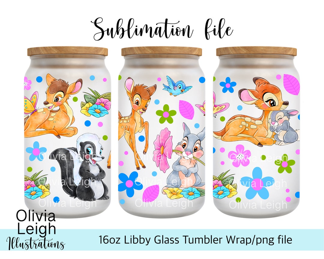 Cute Bambi and Thumper Wrap PNG File DIGITAL DOWNLOAD 16oz Glass ...