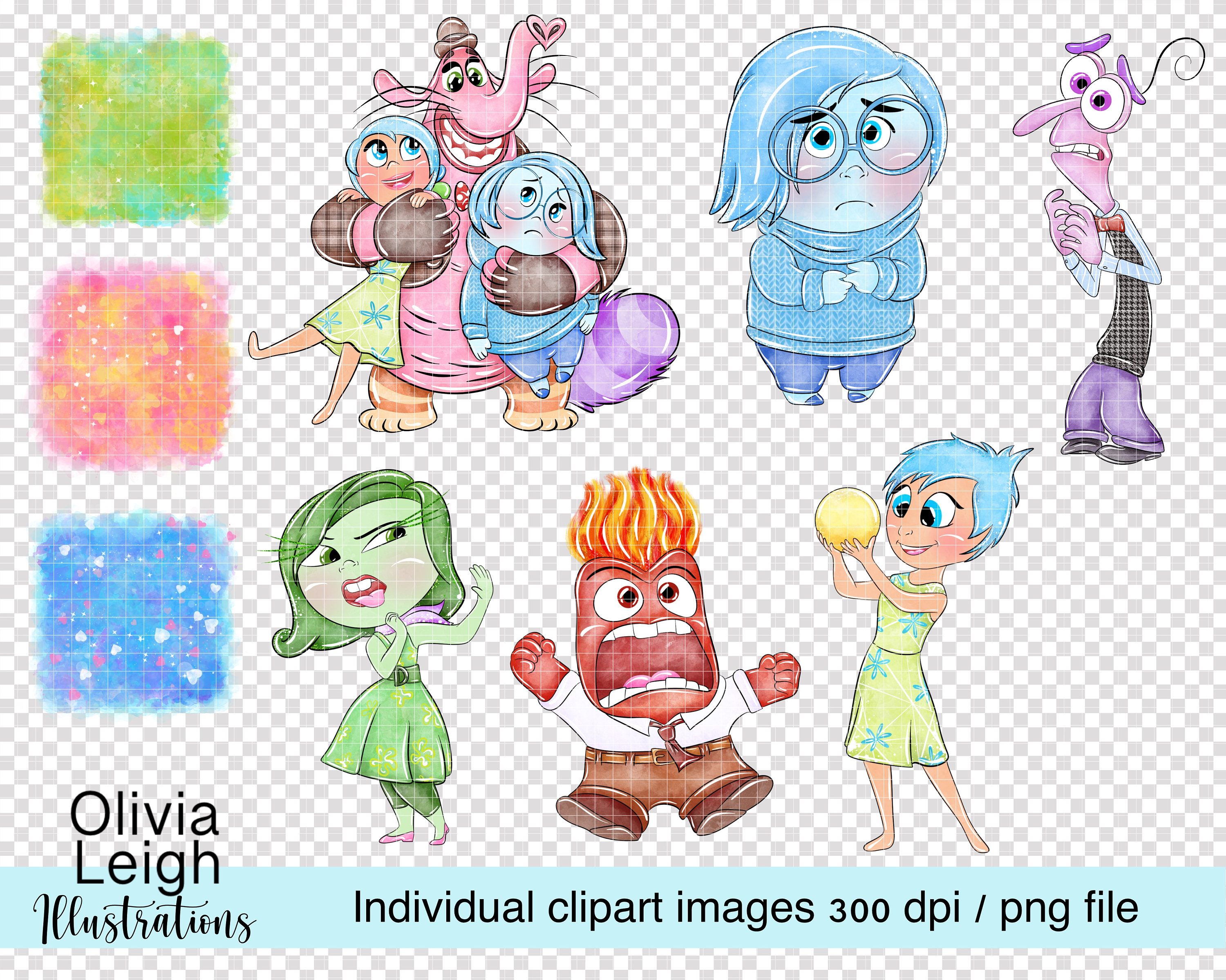 Inside Out Cute Clipart Set PNG Files Hand Drawn DIGITAL DOWNLOAD - Etsy