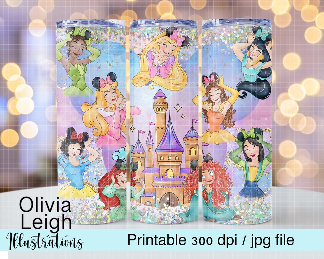 Princess Sublimation Design Cup Wrap DIGITAL DOWNLOAD 20oz Skinny ...