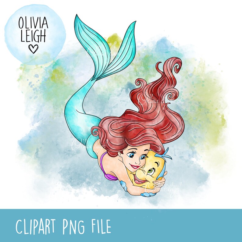 Set of Princess Ariel Cute Clipart PNG Files DIGITAL DOWNLOAD - Etsy