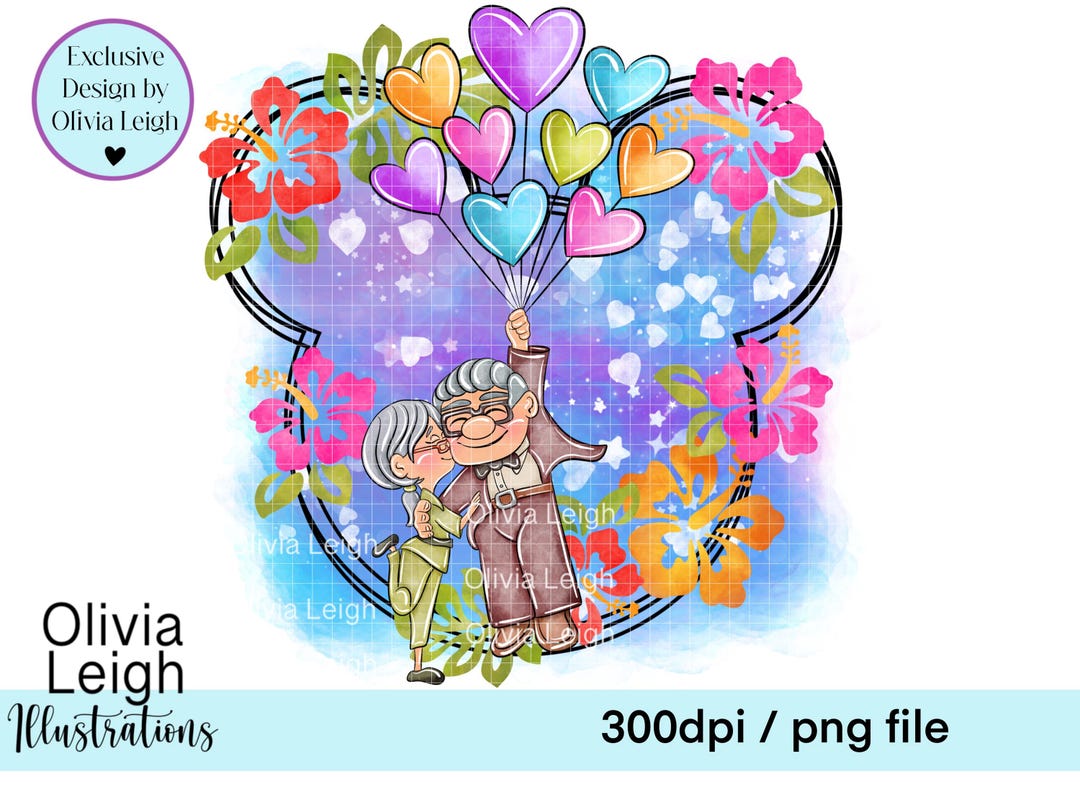 Cute Floral Up, Carl and Ellie, Clipart Sublimation PNG Files DIGITAL ...