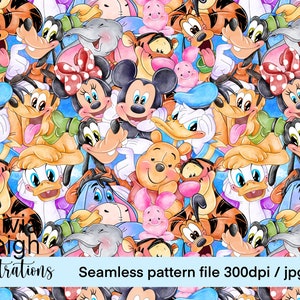 Mickey and Friends Cute Seamless Pattern. Digital Paper. - Etsy