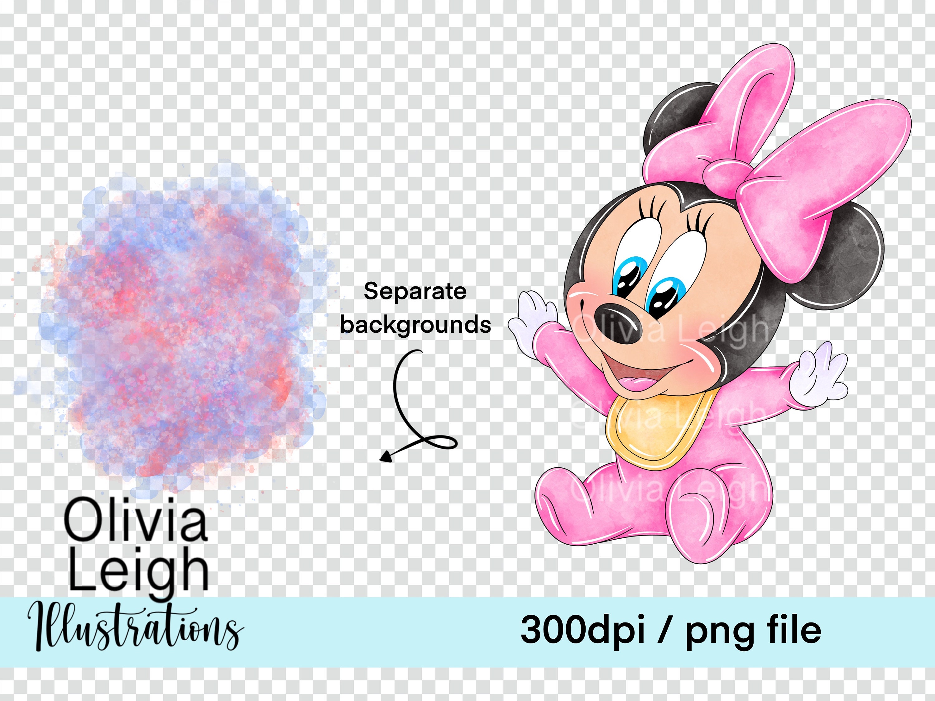 Set of Baby Minnie Mouse Clipart PNG Files DIGITAL DOWNLOAD - Etsy UK