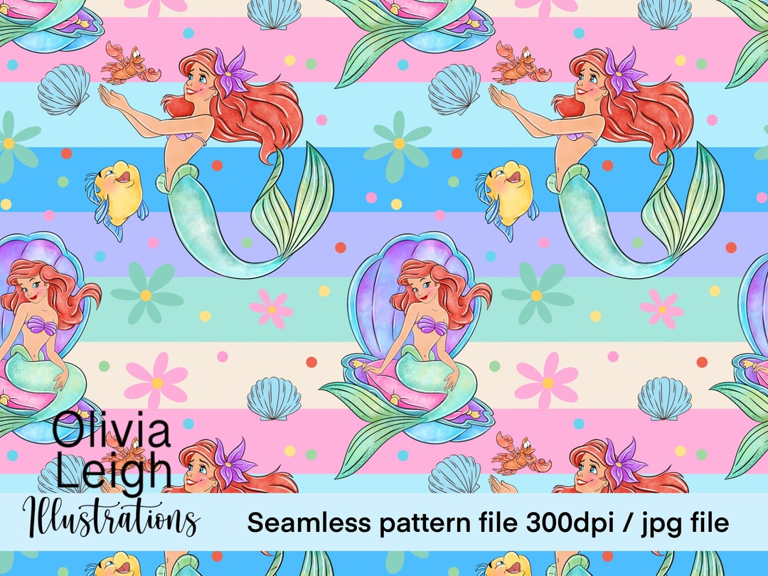 Princess Ariel Seamless Repeat Pattern. Digital Paper. DIGITAL - Etsy