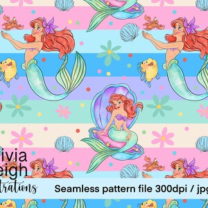 Princess Ariel Seamless Repeat Pattern. Digital Paper. DIGITAL - Etsy