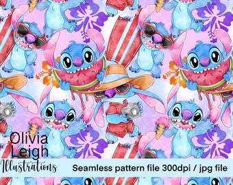Cute Lilo and Stitch Seamless Pattern. Digital Paper. DIGITAL - Etsy