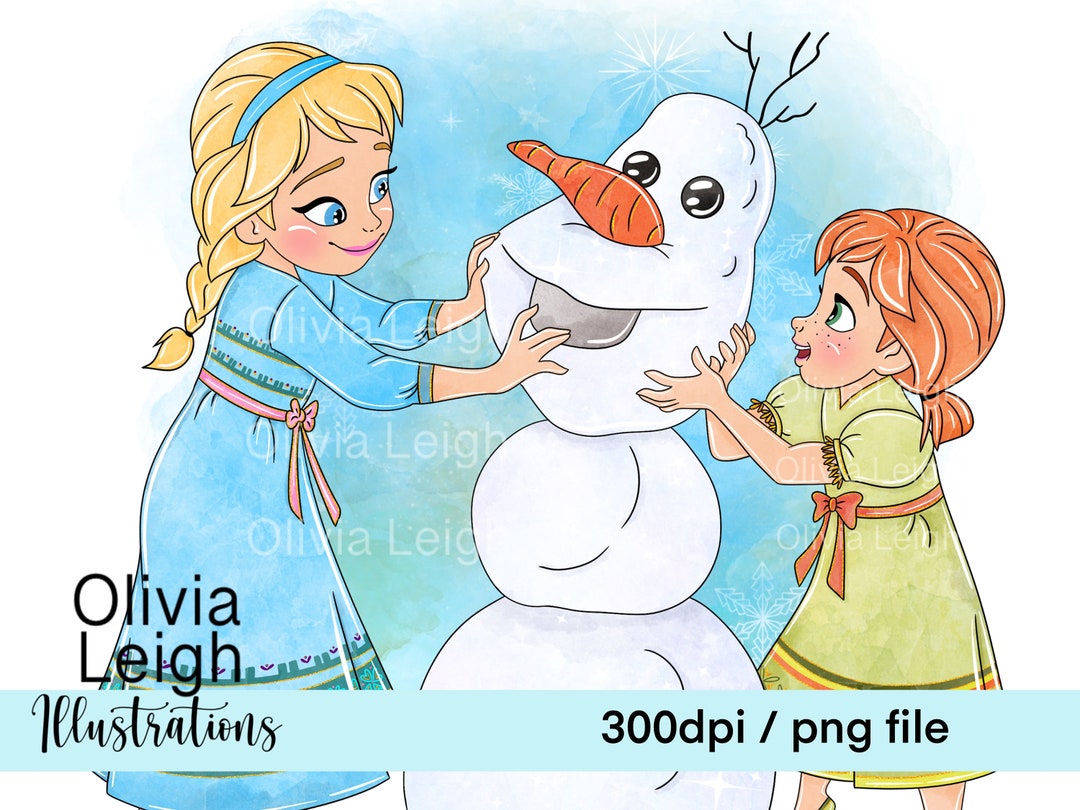 Princess Elsa and Anna Frozen Christmas Cute Clipart PNG Files DIGITAL ...