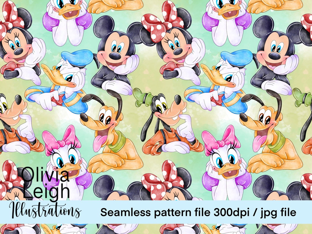 Mickey and Friends Summer Repeat Seamless Pattern. Digital - Etsy