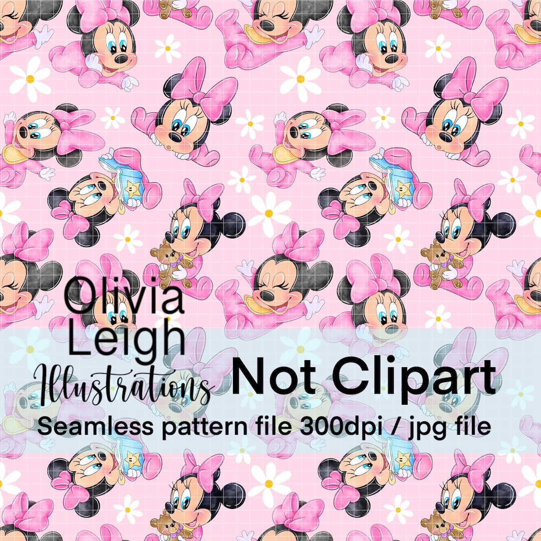 Baby Minnie Mouse Toddler Seamless Repeat Pattern. Digital Paper ...