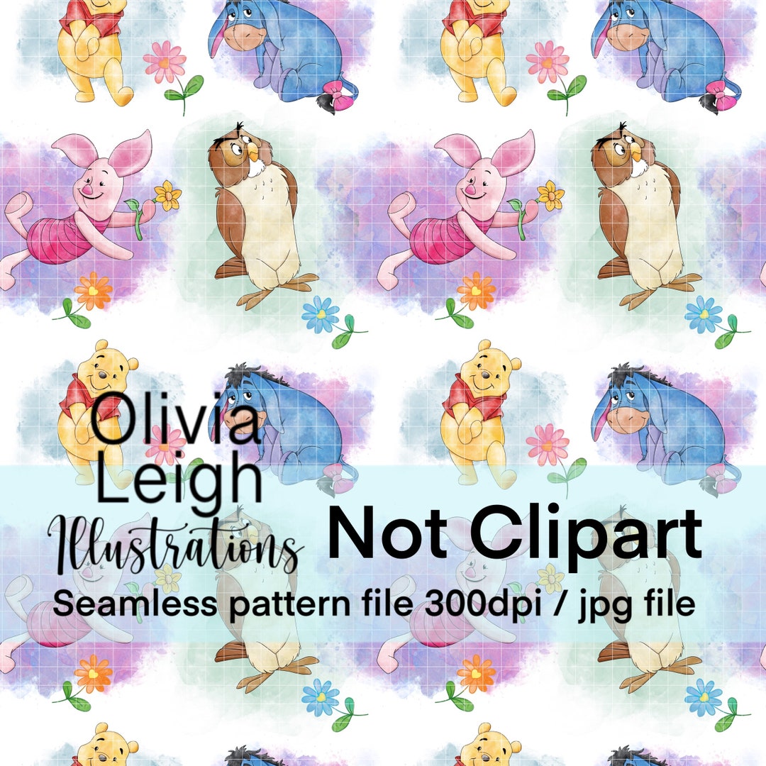 Winnie the Pooh Eeyore and Piglet Cute Seamless Pattern. Digital Paper ...