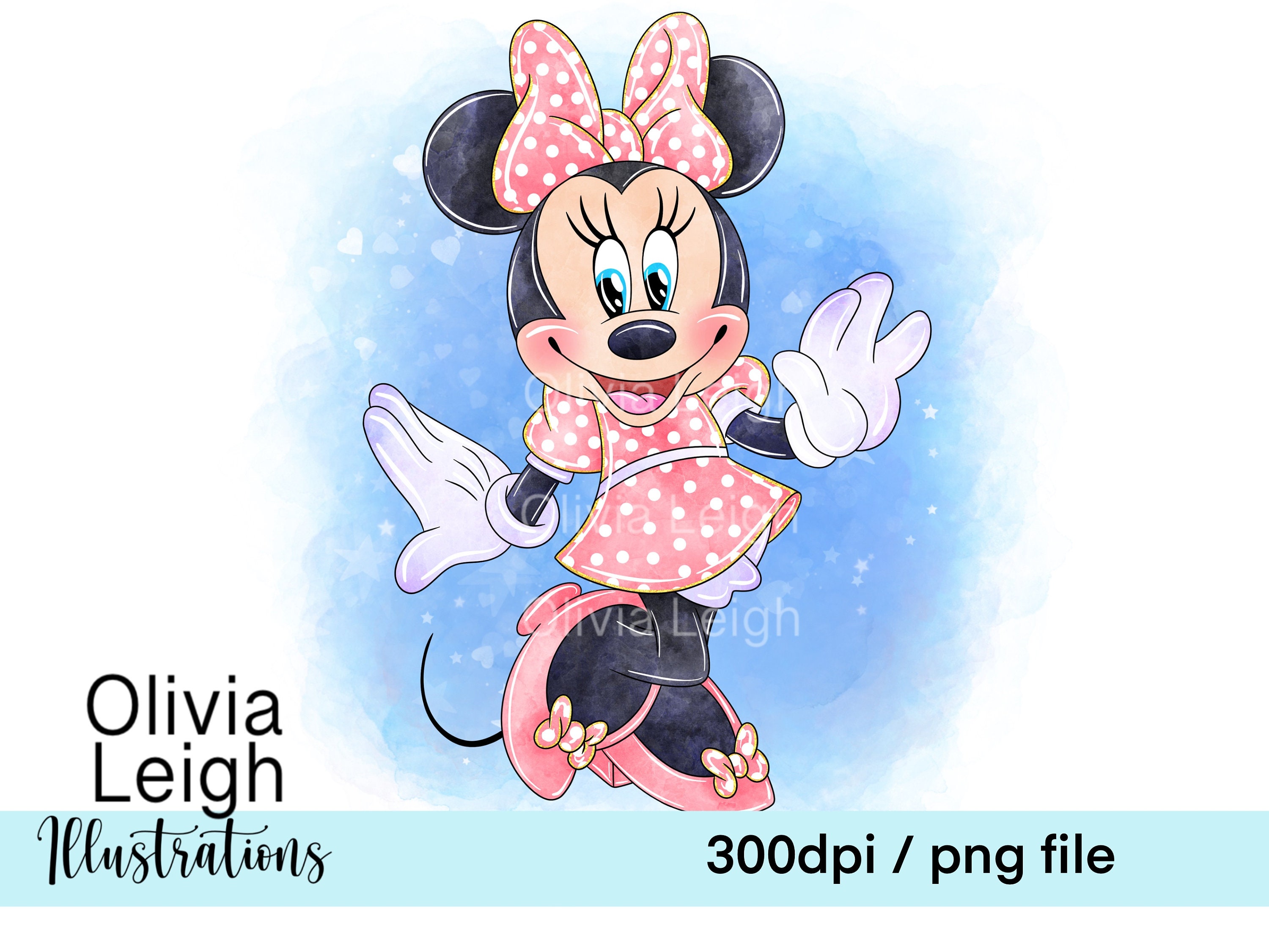 Set of Cute Minnie Mouse Pink Clipart PNG Files DIGITAL DOWNLOAD ...