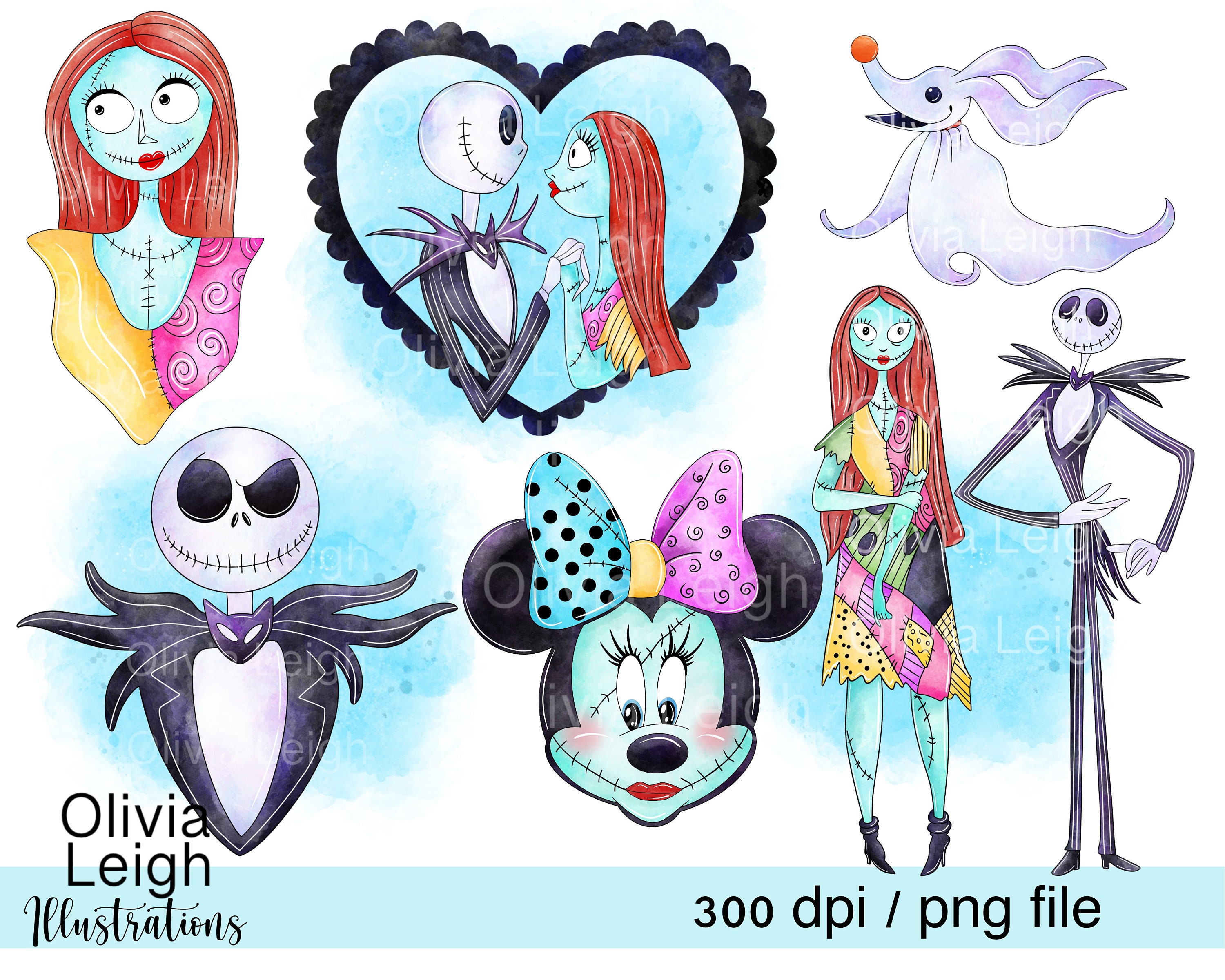 Set of the Nightmare Before Christmas Cute Clipart PNG Files - Etsy