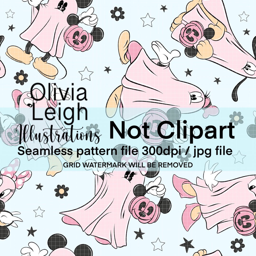 Minnie, Mickey and Friends Halloween Ghosts Cute Seamless Repeat ...