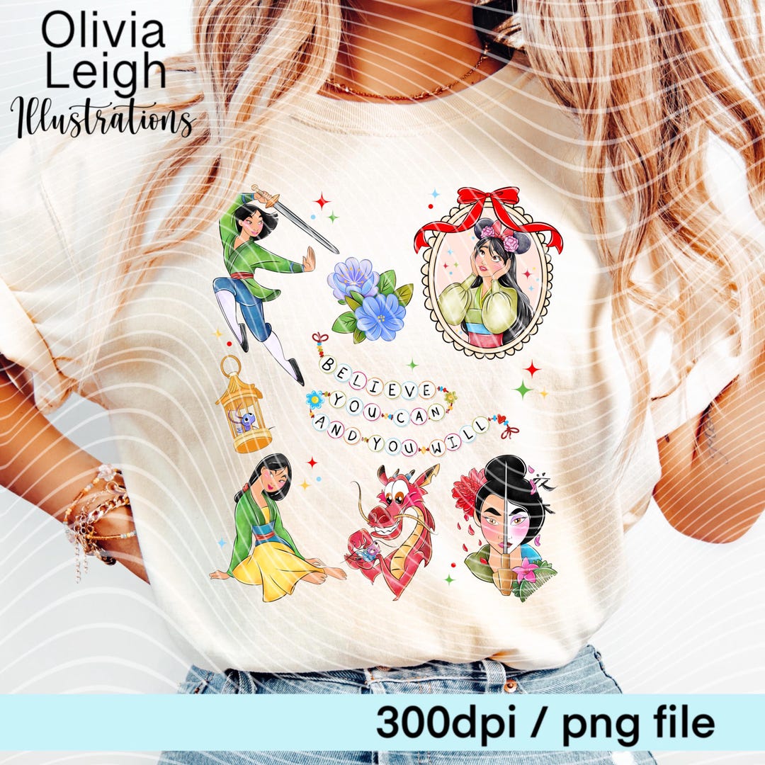 Princess Mulan, PNG Frame Bow Coquette Style Shirt Design File DIGITAL ...