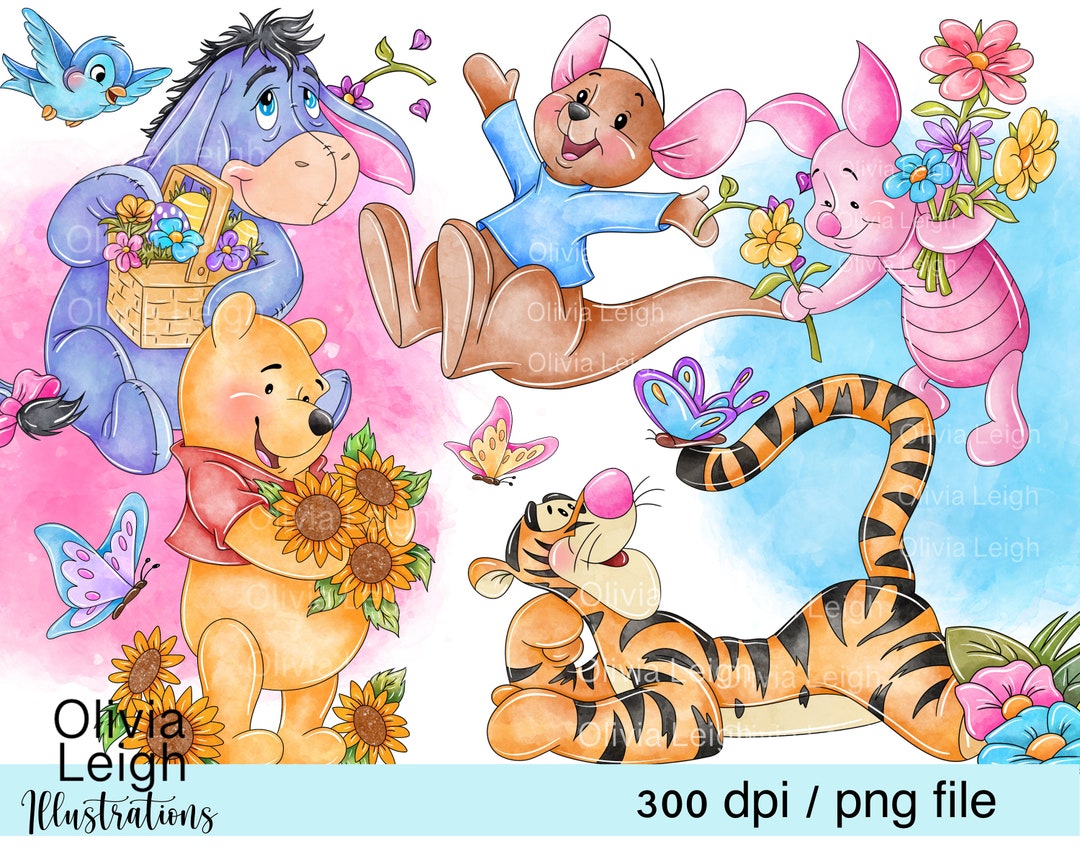 Winnie the Pooh. Eeyore, Tigger and Piglet Spring Time Cute Clipart Set ...