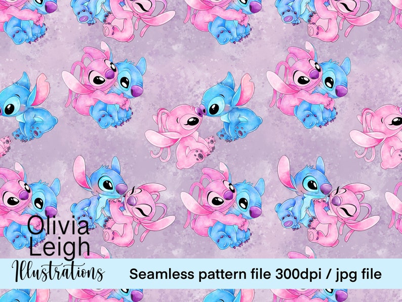 Cute Stitch and Angel Seamless Pattern. Digital Paper. DIGITAL - Etsy