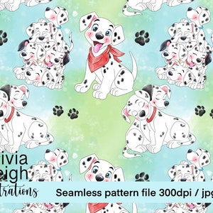 Cute 101 Dalmatians Puppy Dog Print Seamless Pattern. Digital - Etsy