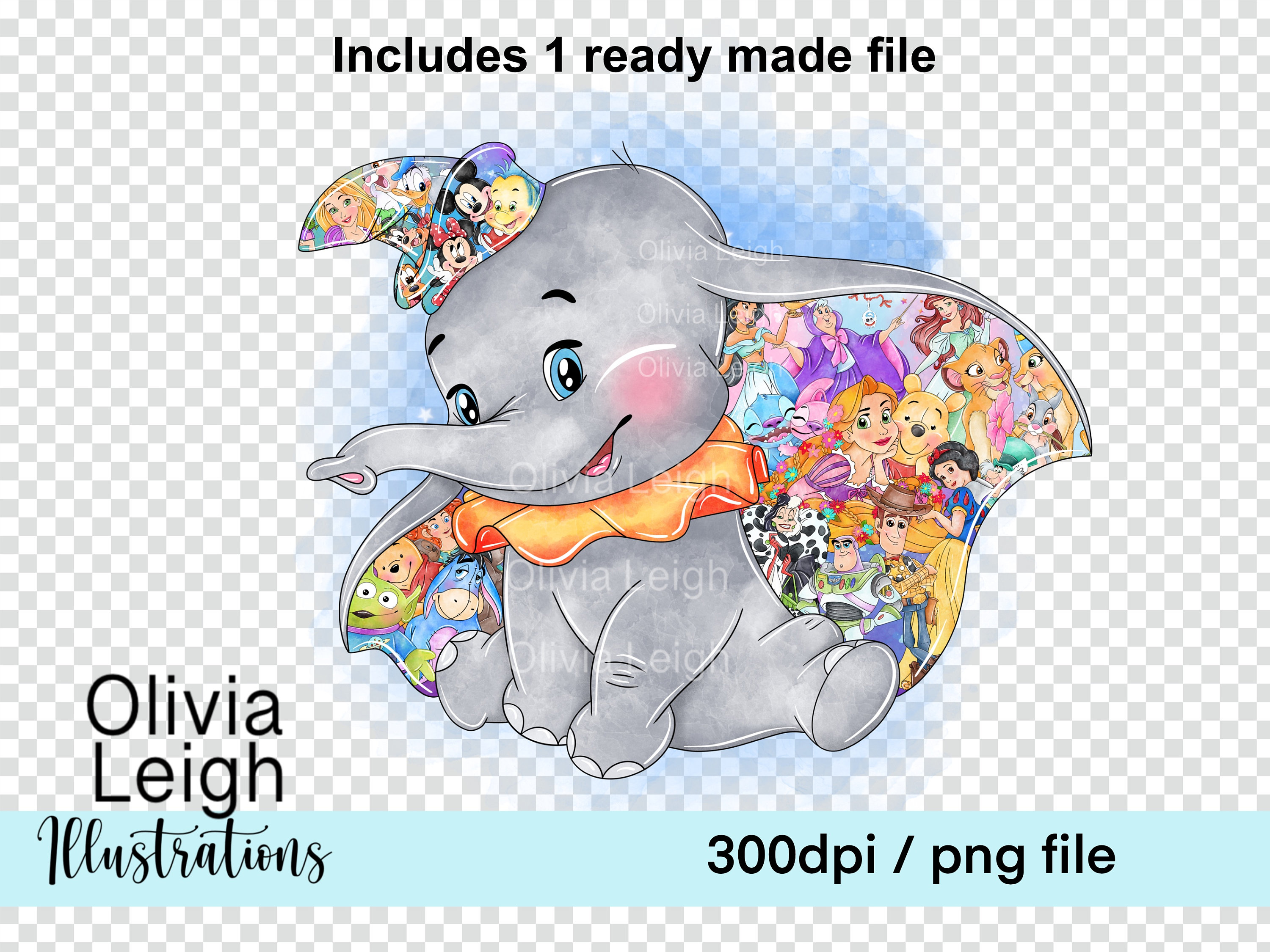 Dumbo Cute Collage Print Clipart PNG Files DIGITAL DOWNLOAD Childrens's ...