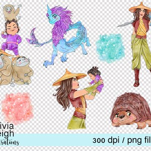 Princess Raya Cute Clipart Set PNG Files DIGITAL DOWNLOAD Printable - Etsy