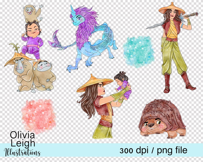 Princess Raya Cute Clipart Set PNG Files DIGITAL DOWNLOAD - Etsy