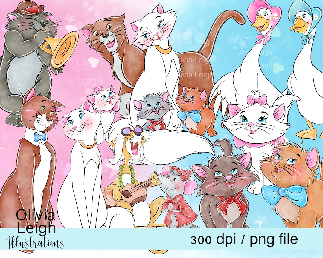 Set of Cute Aristocats Clipart PNG Files, DIGITAL DOWNLOAD - Etsy