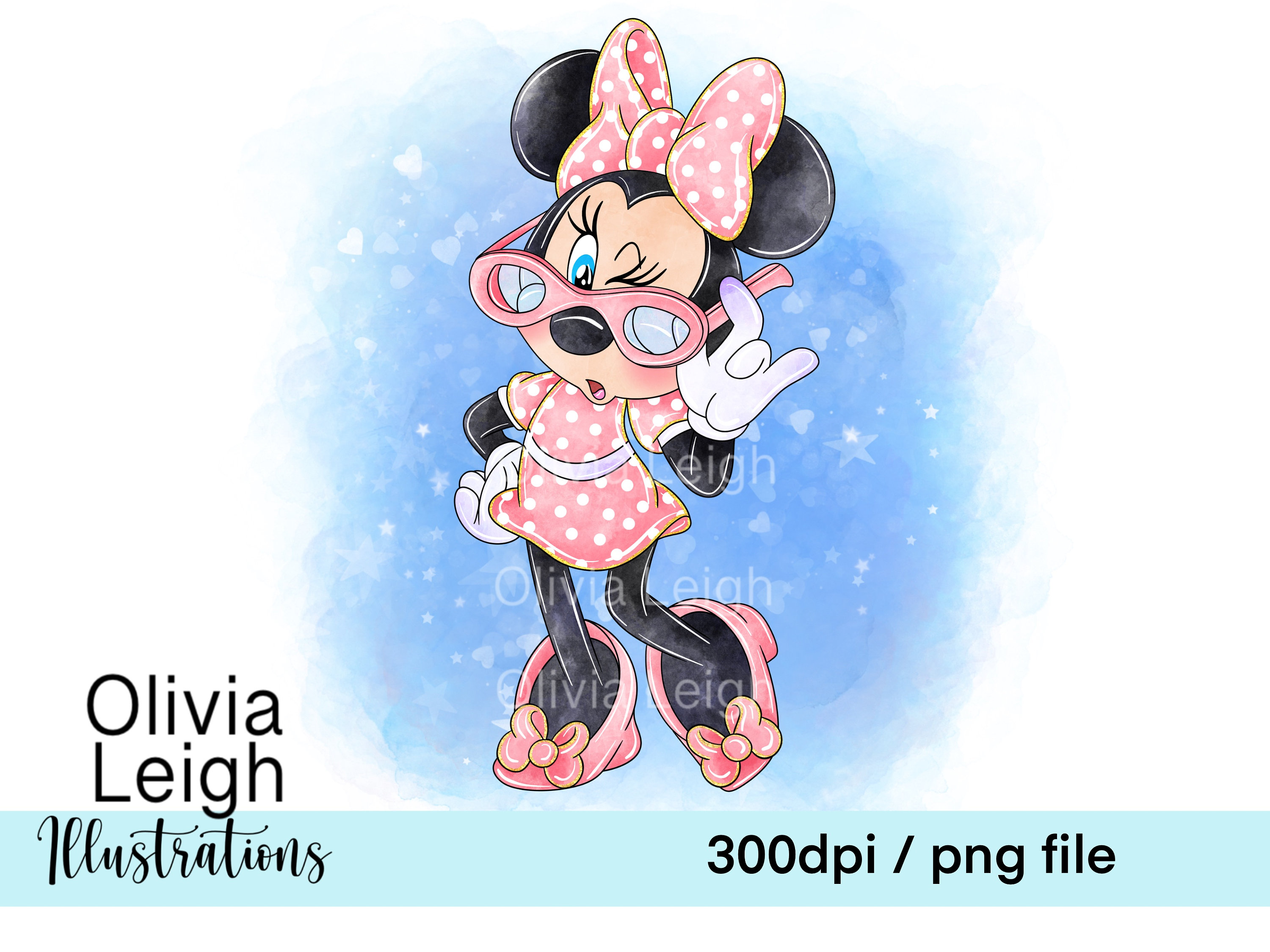 Set of Cute Minnie Mouse Pink Clipart PNG Files DIGITAL DOWNLOAD ...