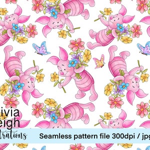 Cute Spring Time Winnie the Pooh Piglet Seamless Pattern. - Etsy