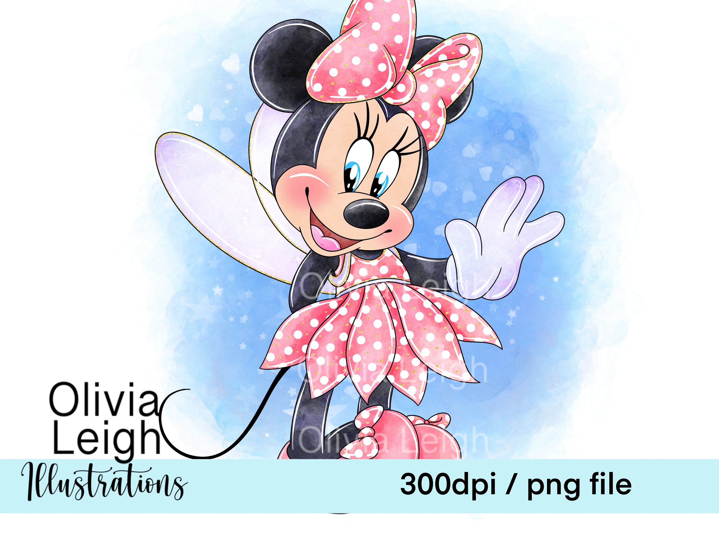 Minnie Mouse Cute Fairies Clipart PNG Files DIGITAL DOWNLOAD Children's ...