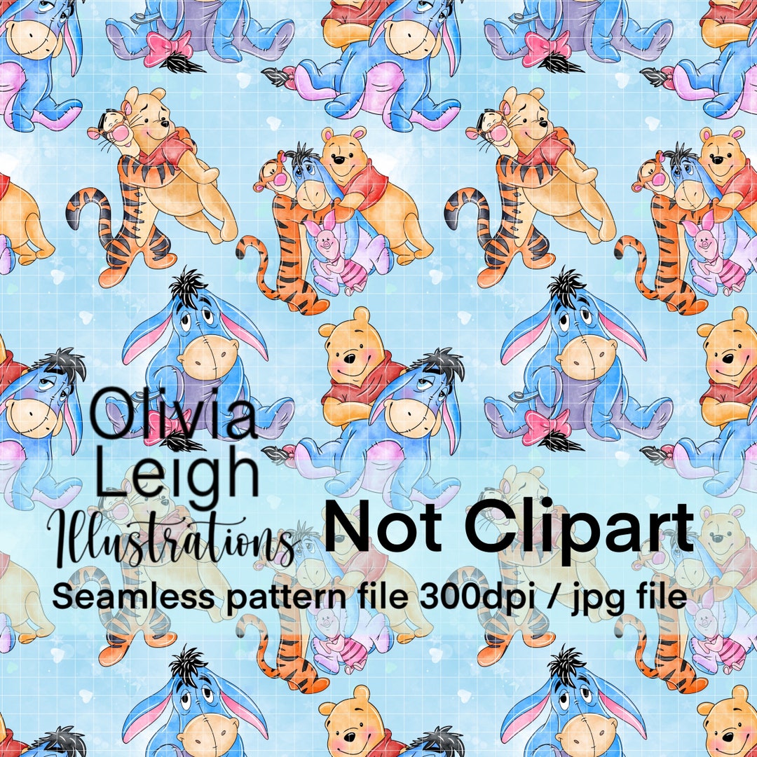 Cute Baby Winnie the Pooh, Eeyore, Tigger and Piglet Seamless Pattern ...