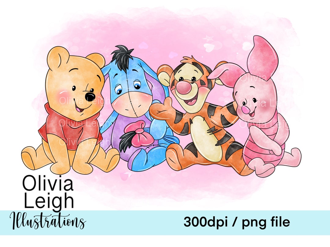 Cute Baby Winnie the Pooh Eeyore Clipart Sublimation PNG Files DIGITAL ...