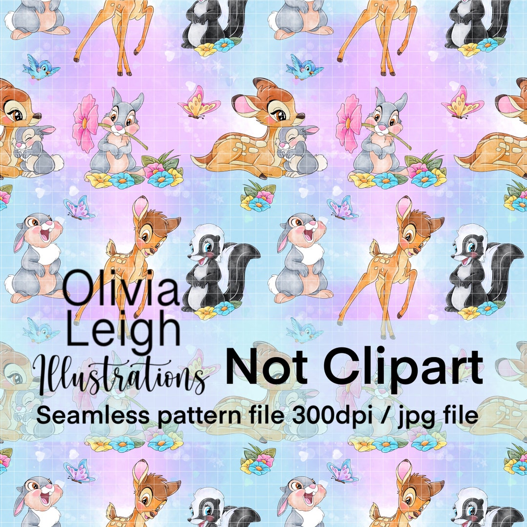 Bambi Cute Seamless Pattern. Digital Paper. DIGITAL DOWNLOAD Commercial ...