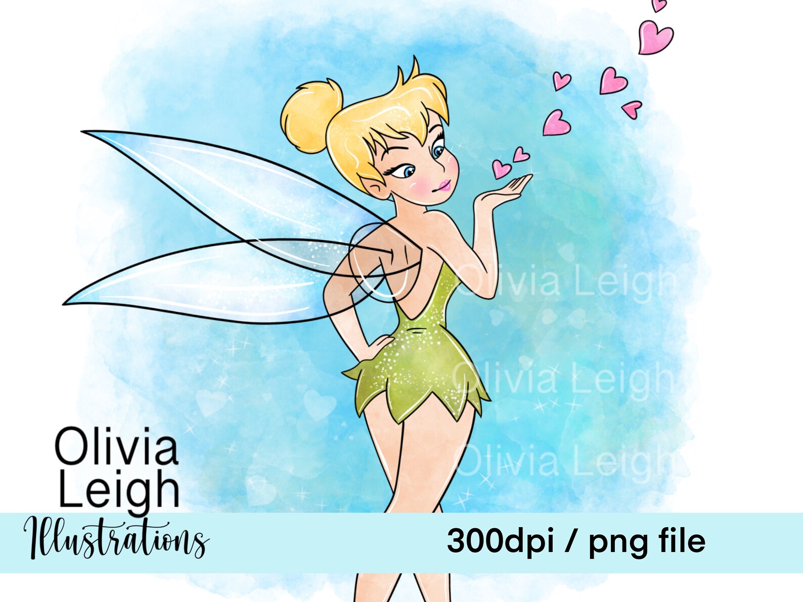 Set of Tinkerbell Cute Clipart Floral Wreath PNG Files DIGITAL DOWNLOAD ...