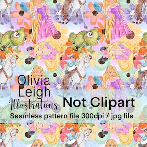 Princess Rapunzel Repeat Seamless Pattern. Digital Paper. DIGITAL ...