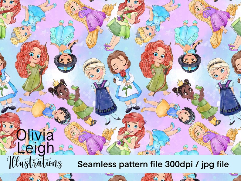 Cute Toddler Baby Princess Seamless Pattern. Tiana Snow - Etsy