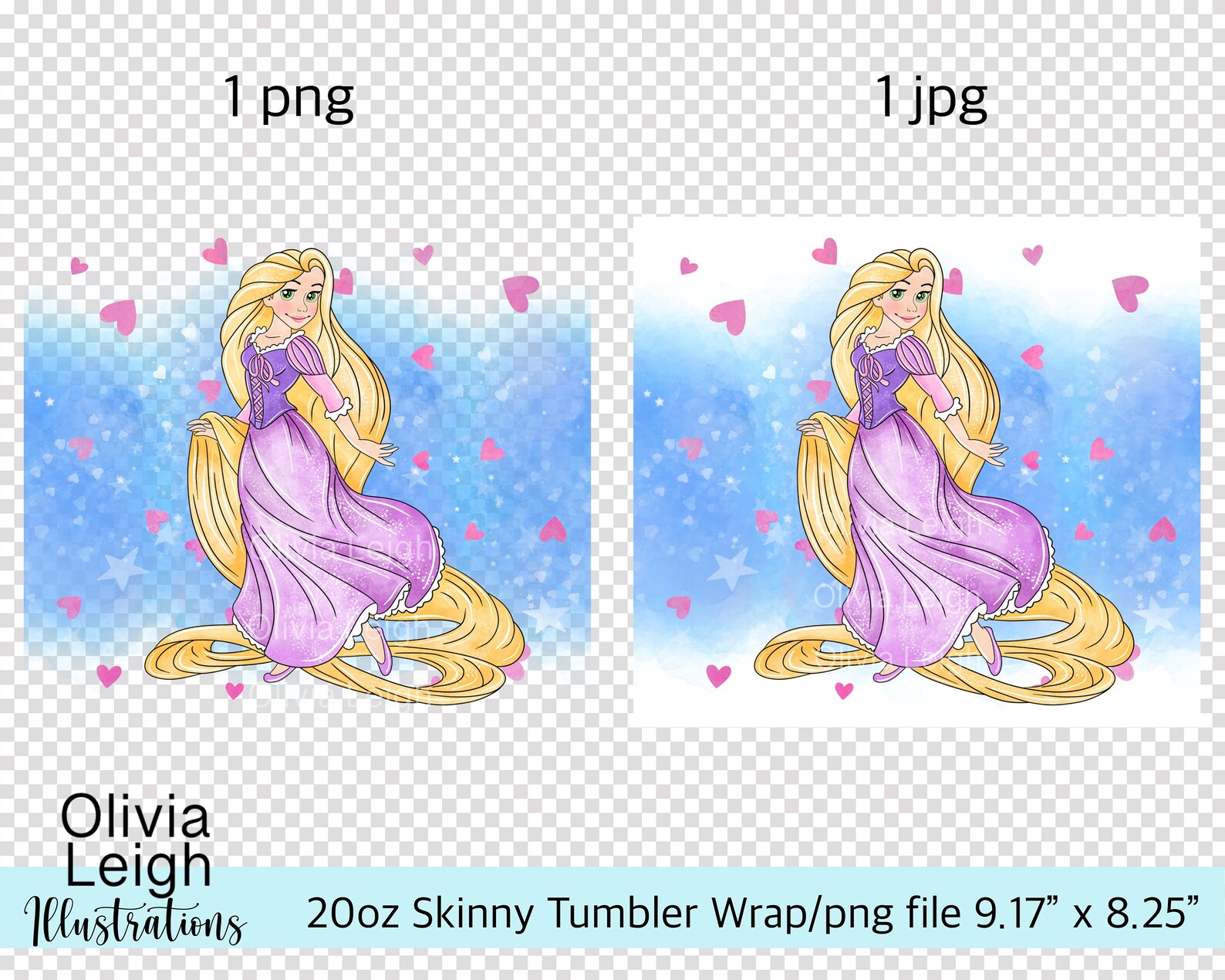 Princess Rapunzel Sublimation Design Wrap PNG File DIGITAL DOWNLOAD ...
