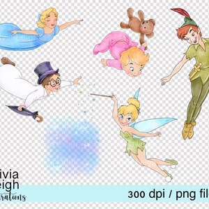 Set of Peter Pan Cute Watercolour Nursery Children's Clipart PNG Files ...
