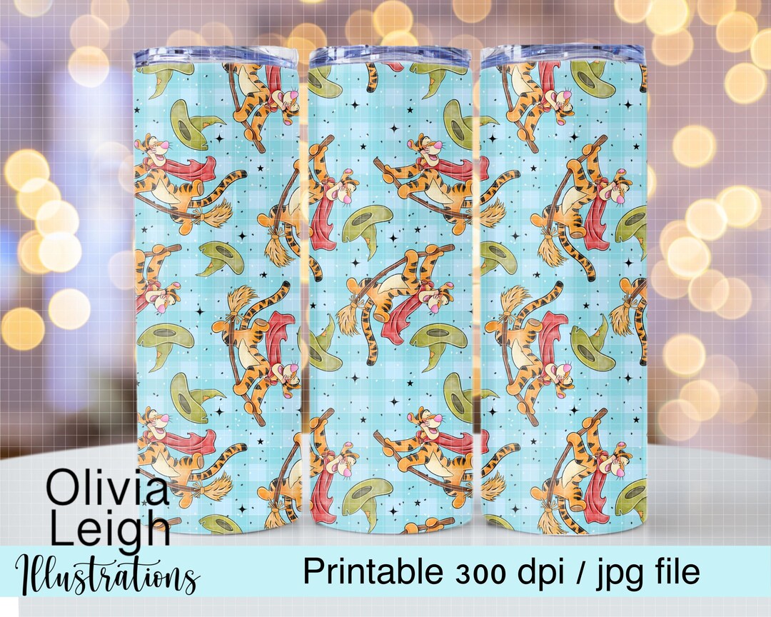Cute Winnie the Pooh, Tigger, Halloween, Sublimation Design Cup Wrap ...