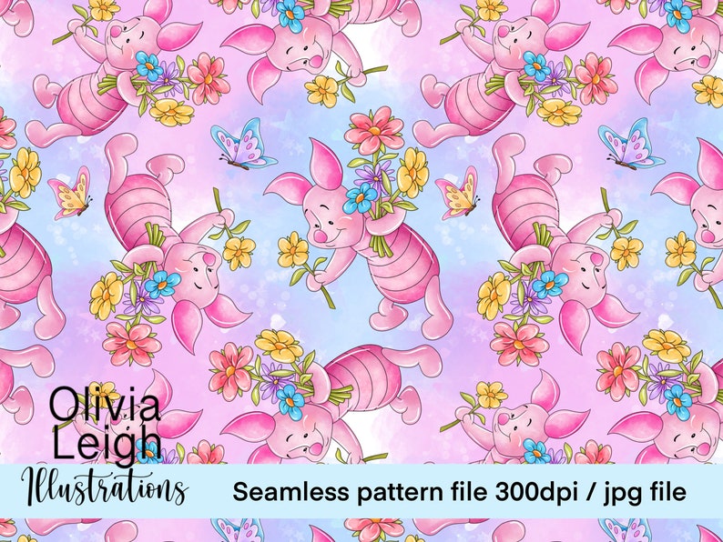 Cute Spring Time Winnie the Pooh Piglet Seamless Pattern. - Etsy