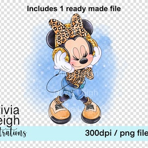 Minnie Cute Leopard Print Clipart PNG Files DIGITAL DOWNLOAD Childrens ...