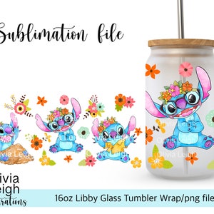 Cute Stitch Cup Wrap PNG File DIGITAL DOWNLOAD Printable 16oz Glass ...