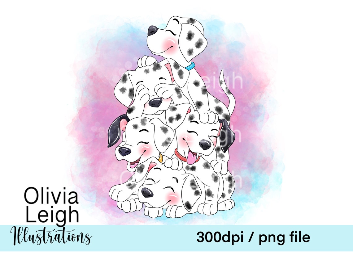 101 Dalmatian's Puppy Dog Cute Clipart PNG Files DIGITAL DOWNLOAD ...