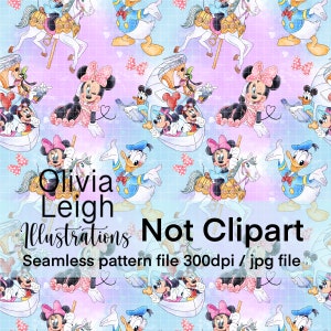 Minnie Mouse and Friends Cute Seamless Repeating Pattern. Digital Paper ...