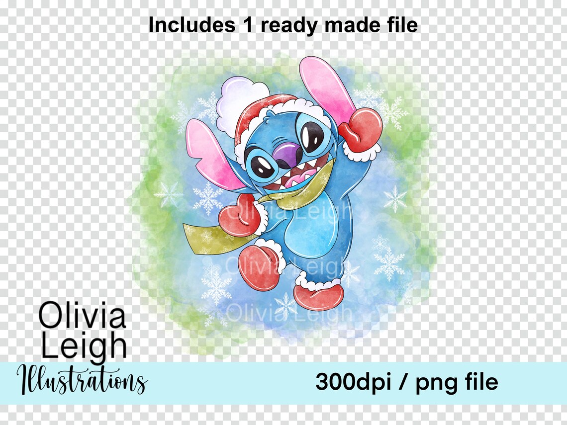 Cute Stitch Christmas Clipart PNG Files DIGITAL DOWNLOAD - Etsy