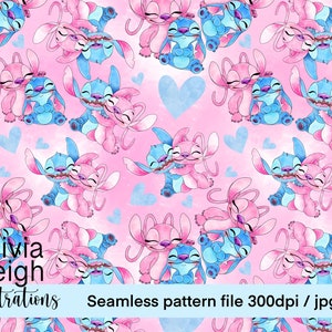 Set of 9 Cute Lilo and Stitch Seamless Patterns. Digital Paper. DIGITAL ...