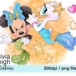Minnie Mouse Mermaid Beach Cute Clipart Set PNG Files DIGITAL DOWNLOAD ...